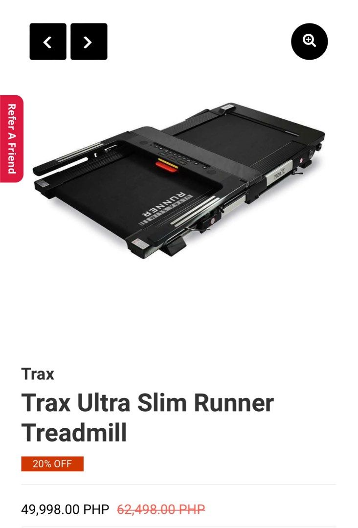 Trax Ultra Slim Runner Treadmill, Sports Equipment, Other Sports ...
