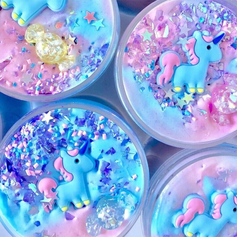 Unicorn colourful rainbow slime macaron diy clay slime sensory play toy ...