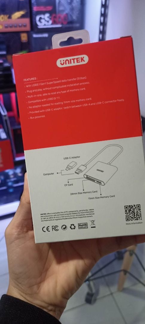 Unitek USB-A to CF Card SDCard MicroSD Card Reader With USB-C Adaptor Y ...