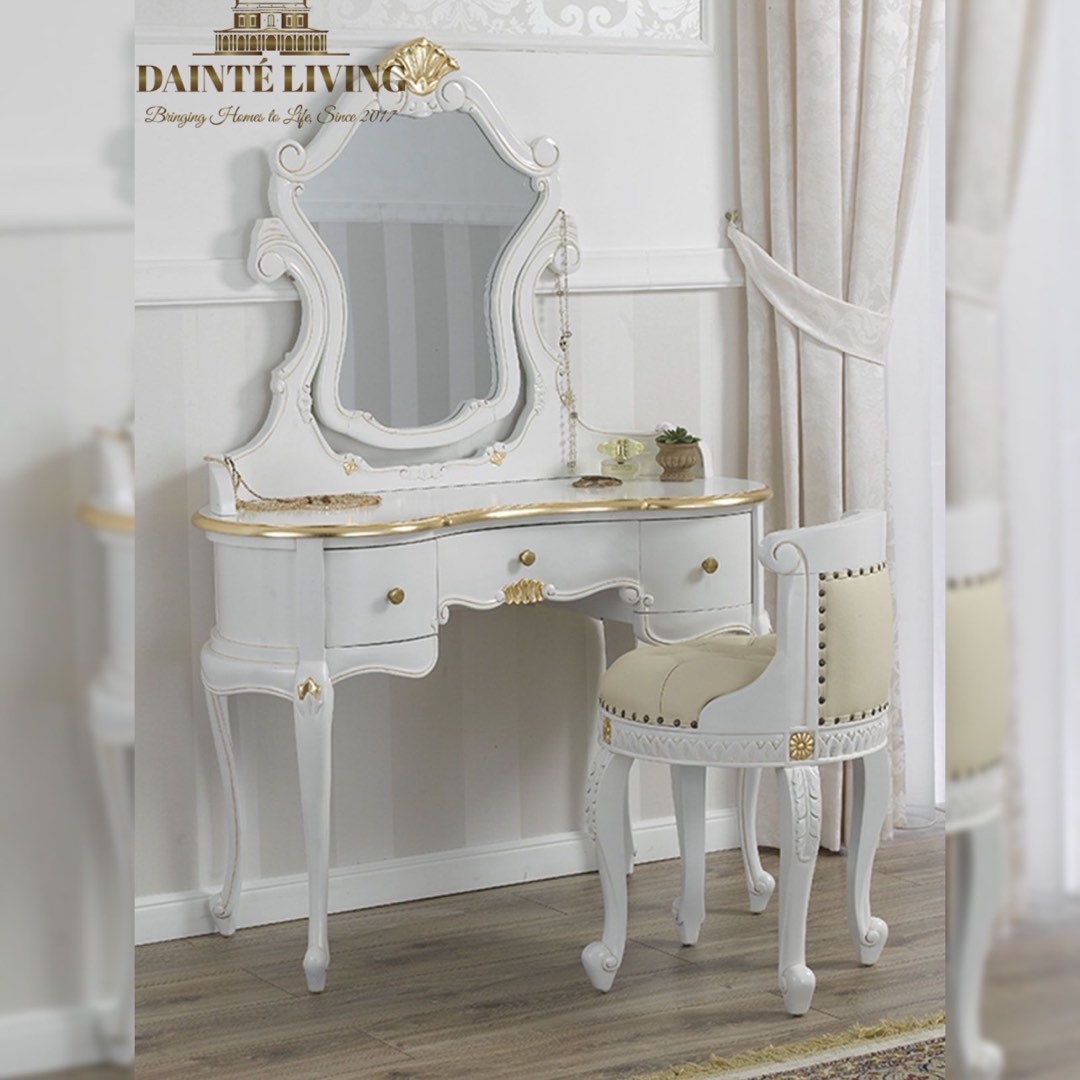 VERONIQUE Victorian Makeup Vanity Table Mirror Set, Furniture & Home ...