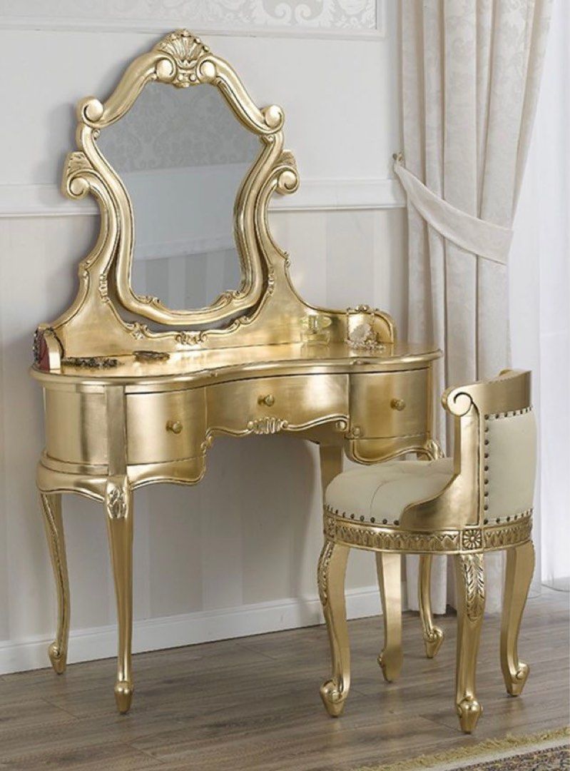 VERONIQUE Victorian Makeup Vanity Table Mirror Set, Furniture & Home ...