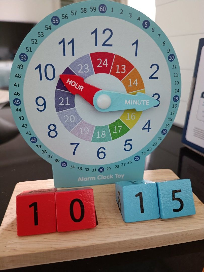 Wooden toy clock. Toddler learning tool, Hobbies & Toys, Toys & Games ...