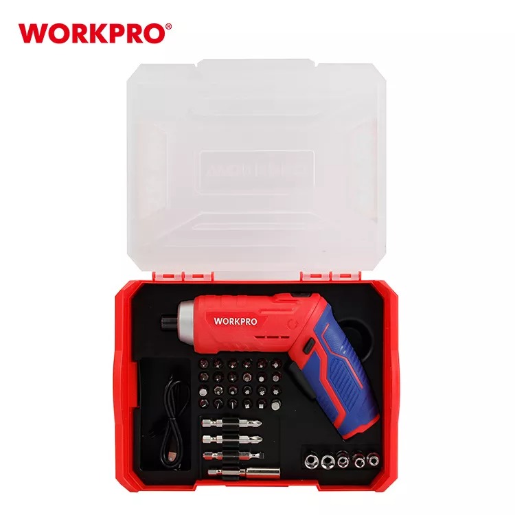 WORKPRO 34 件式 3.7V USB 充電螺絲批電動鋰離子旋轉螺絲批套件 WORKPRO 34PC 3.7V USB Rechargeable Screw Drivers ...