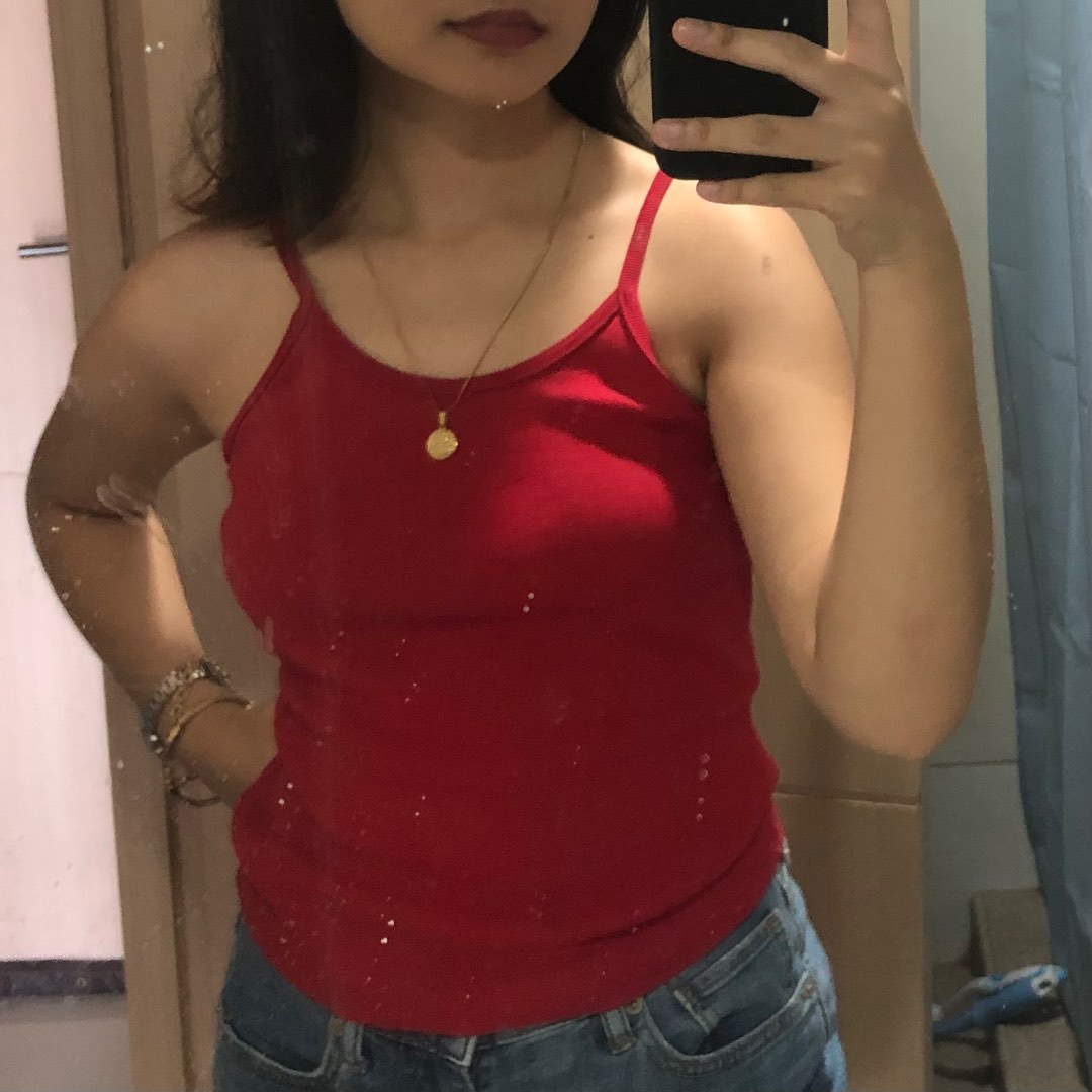 y2k red tank top, Women's Fashion, Tops, Others Tops on Carousell