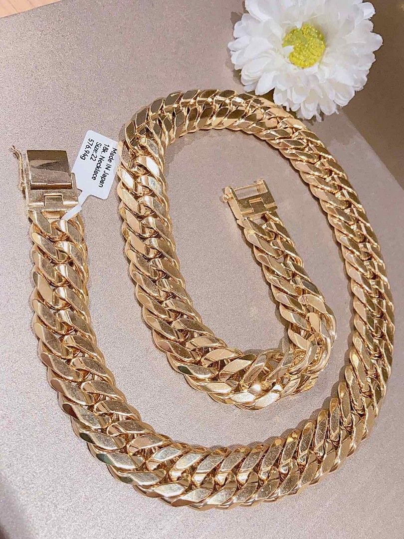 18k HW Cuban link double lock bracelet, Women's Fashion, Jewelry ...