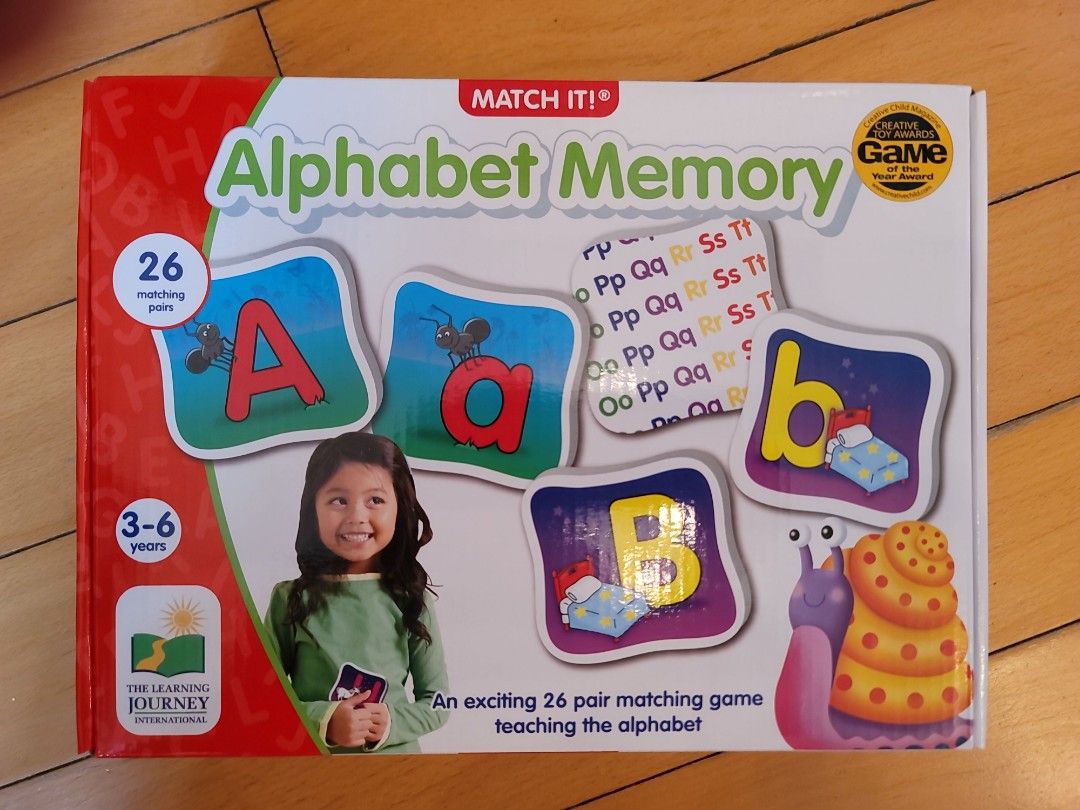 全新 alphabet memory字母配對 3到6歲 聖誕禮物, 興趣及遊戲, 玩具 & 遊戲類 - Carousell