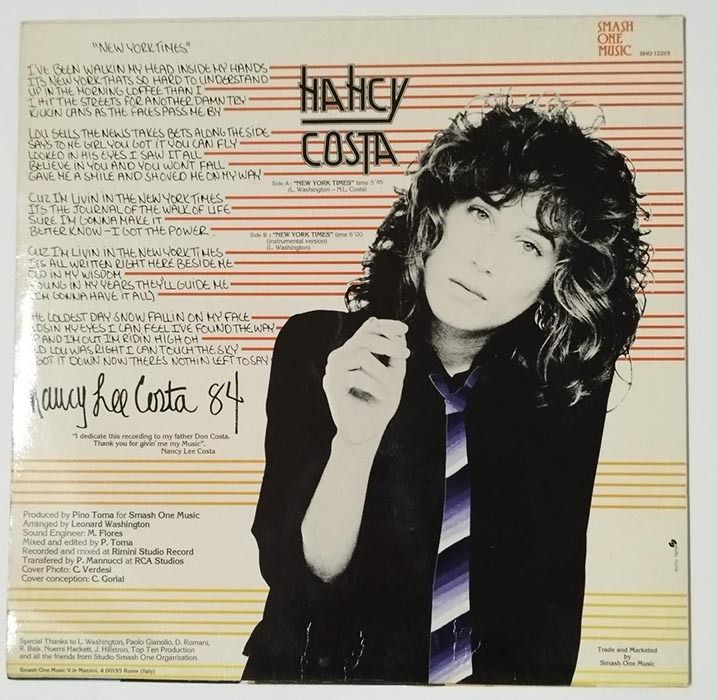 現貨 NANCY COSTA New York Times 1984年Italy版 黑膠唱片12" Single Vinyl LP 80s ...