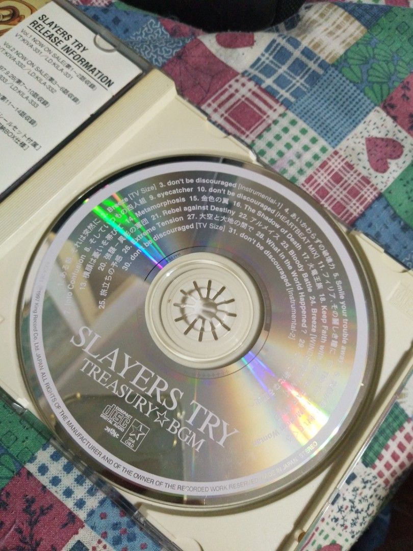日版 SLAYERS TRY TREASURY BGM 秀逗魔導士 魔劍美神 動畫原聲 CD 1997年 ¥3059, 興趣及遊戲, 音樂、樂器 & 配件, 音樂與媒體 - CD 及 DVD ...