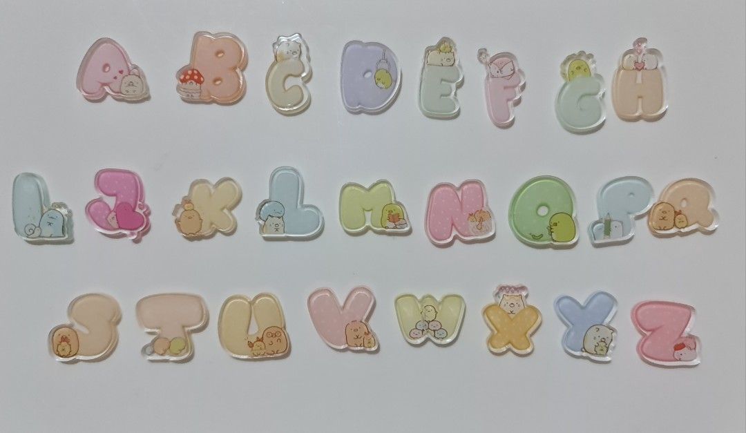 Alphabet Acrylic Sanrio letters charm (double-sided), Hobbies & Toys ...