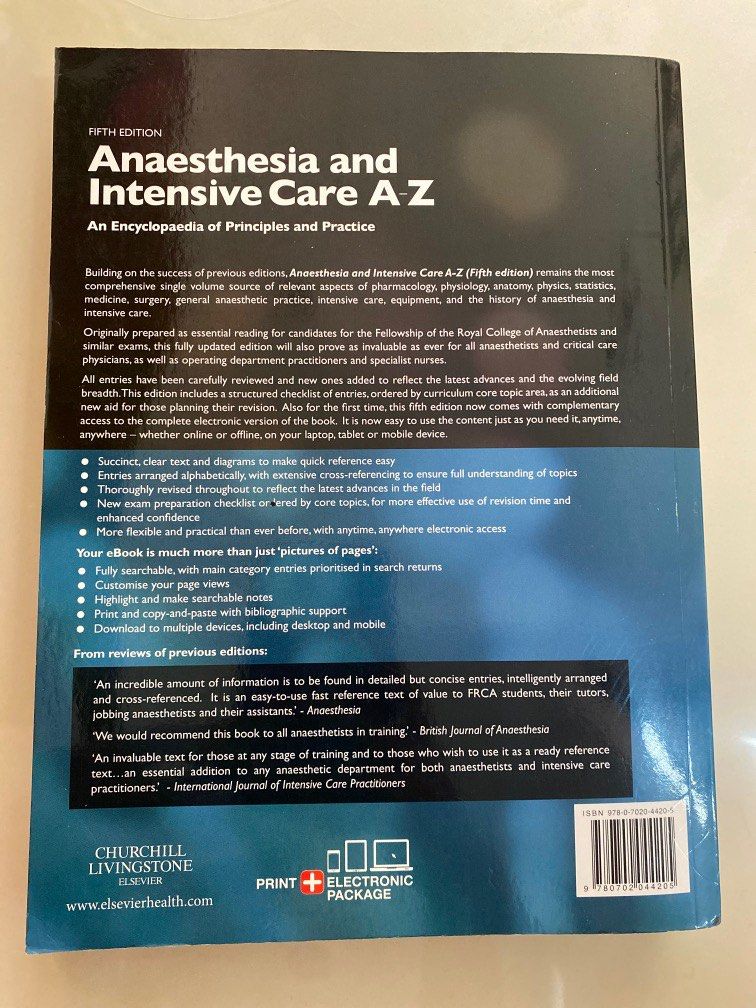 Anaesthesia and Intensive Care A-Z, Hobbies & Toys, Books & Magazines, Textbooks on Carousell