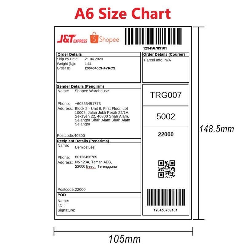 AWB Airwaybill A5 A6 Sticker Paper Consignment Notes Shipping Sticker ...