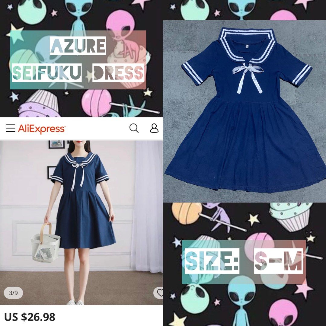 Azure Seifuku Japanese Uniform Sailor Dress, Women's Fashion, Dresses ...