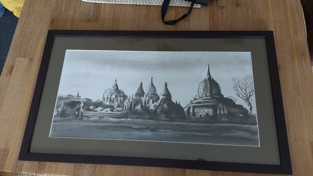 Beautiful framed painting of the Stupa's in the UNESCO World Heritage ...