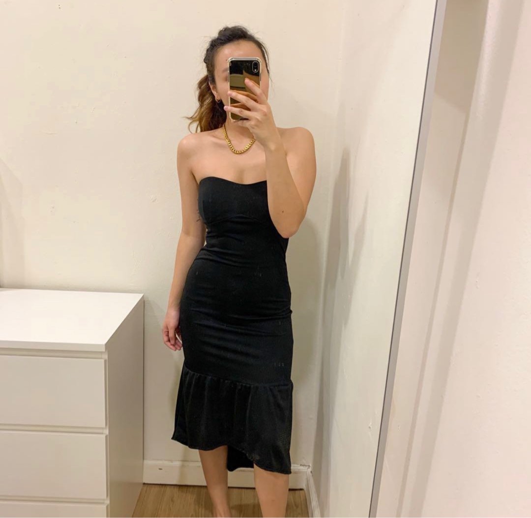 Black bustier fishtail dress, Women's Fashion, Dresses & Sets, Dresses ...