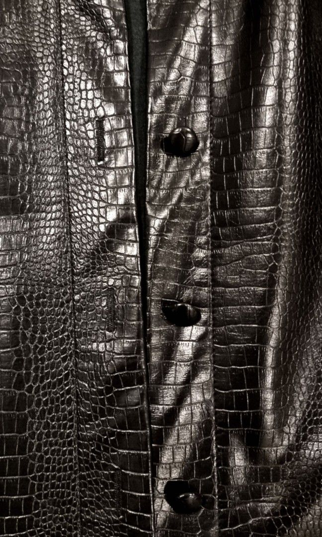 Black Croc Faux Leather Jacket, Women's Fashion, Coats, Jackets and ...