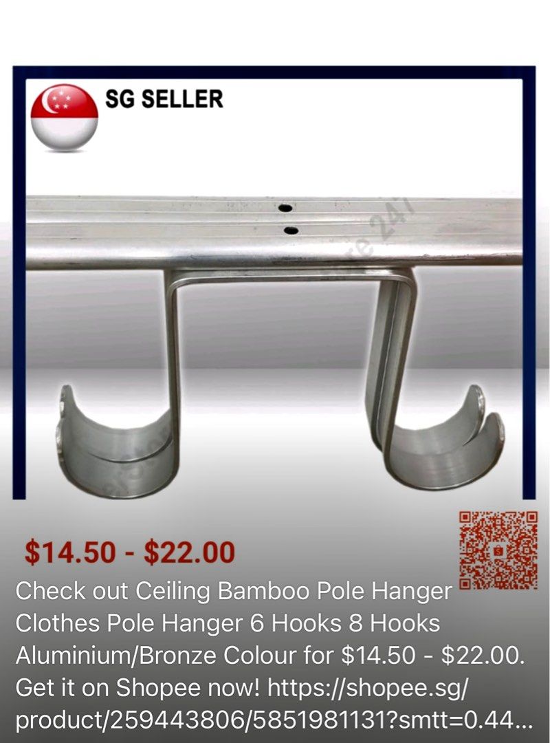 Ceiling bamboo pole hanger, Furniture & Home Living, Home Improvement ...
