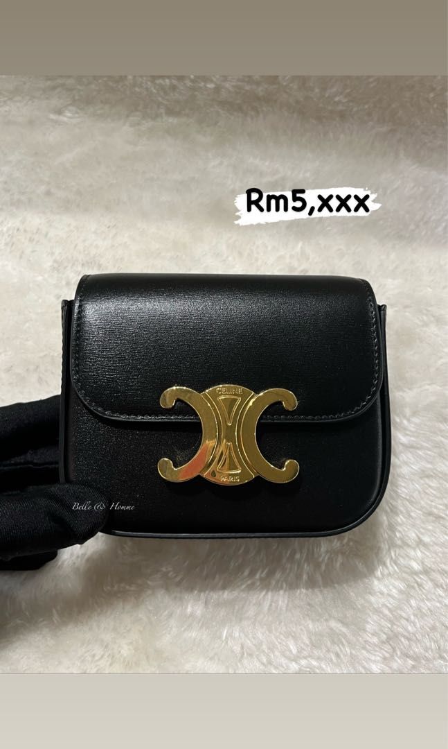 Celine Black Mini Triomphe, Luxury, Bags & Wallets on Carousell