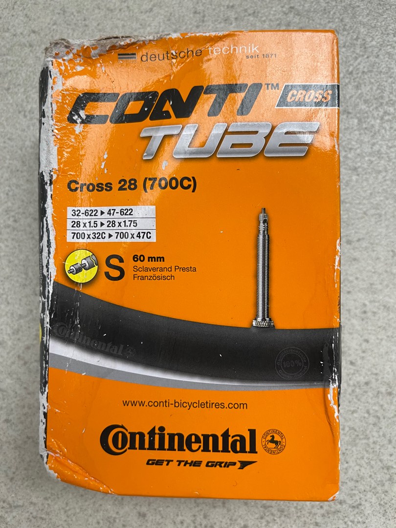 Conti bicycle inner tube Cross 32 - 47 , 700 c, presta valve 60 mm ...