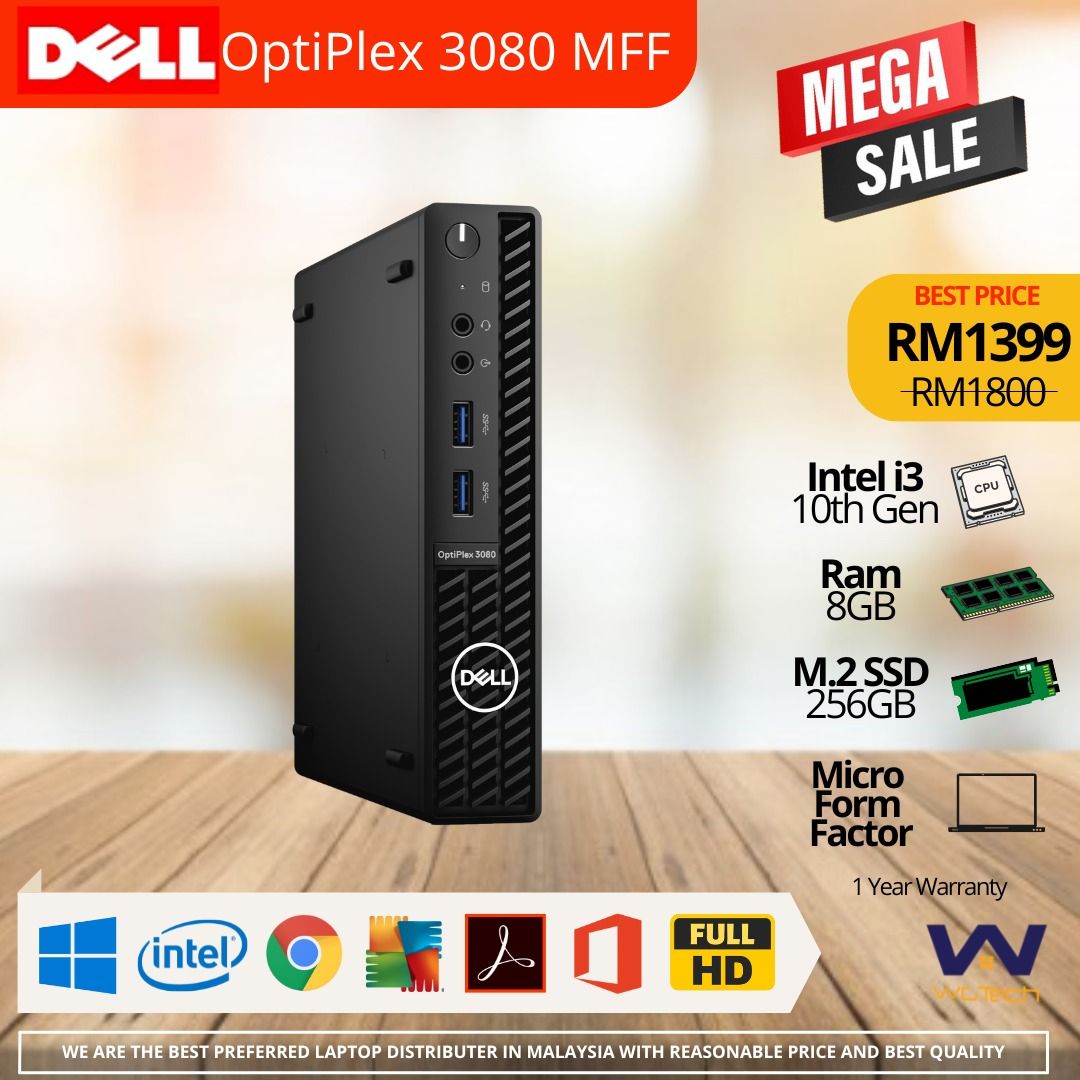 Dell Optiplex 3080 Micro Desktop I3 8gb 256gb Computers Tech