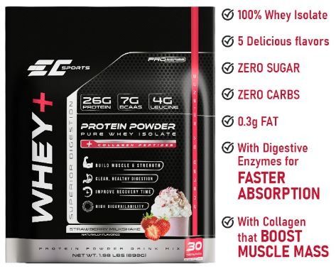 EC Sports Whey Isolate Protein with Digestive Enzyme & Collagen Peptide ...