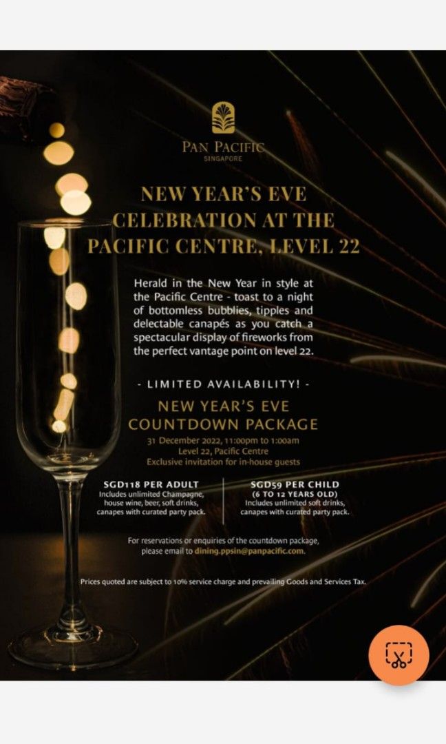 For 2 Pax Pan Pacific New Year's Eve Countdown Ticket, Tickets & Vouchers, Event Tickets on ...