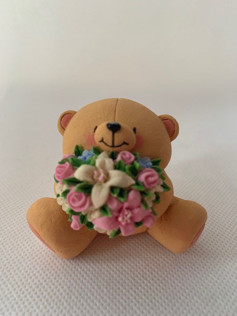 Forever Friends Bear Figurine Holding Flower Bouquet, Hobbies & Toys, Memorabilia & Collectibles ...