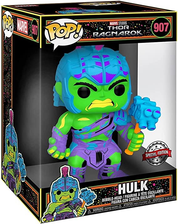 Funko POP! Jumbo Marvel Thor Ragnarok #907 Hulk [Black Light] (Target ...