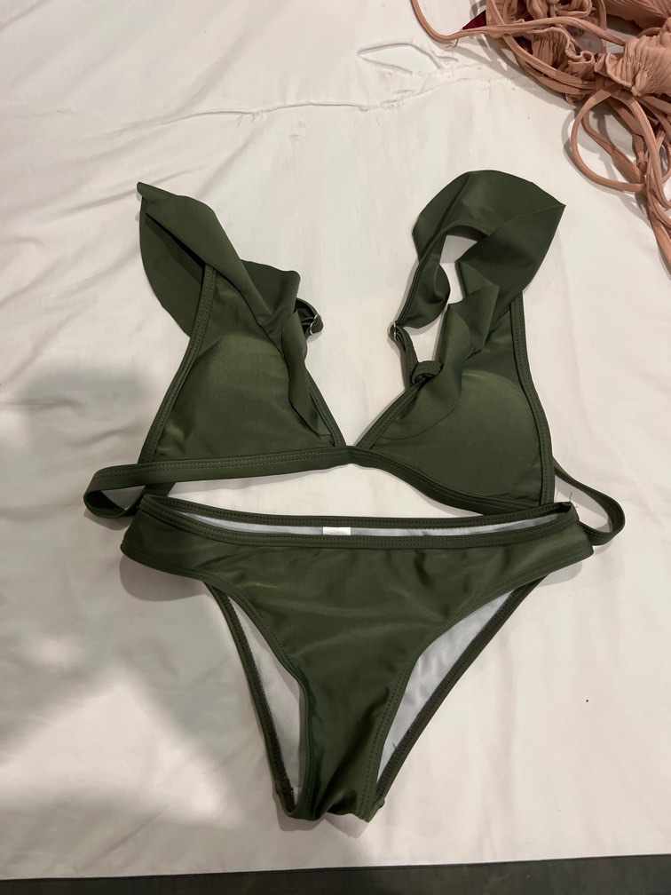 Green Ruffle Bikini, Women's Fashion, Swimwear, Bikinis & Swimsuits on ...