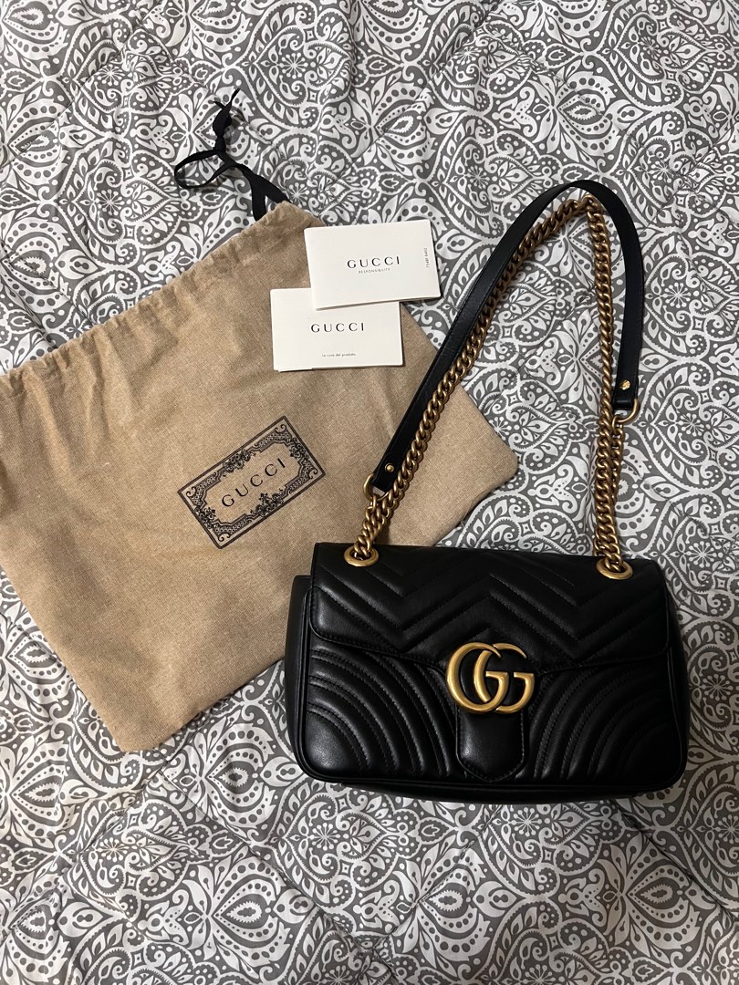 Gucci Marmont Black with Entrupy certificate, Luxury, Bags & Wallets on ...