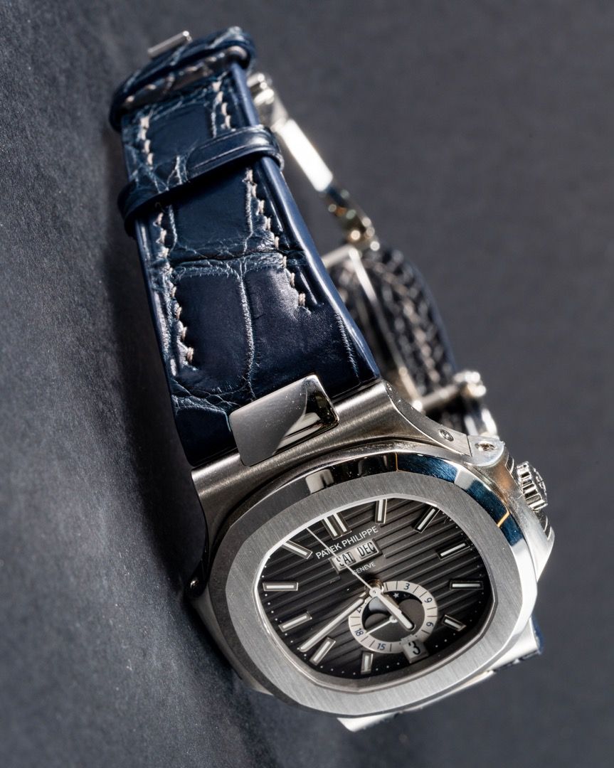 Handmade Hand-stitched Watch Strap in Navy Blue Crocodile Leather For ...