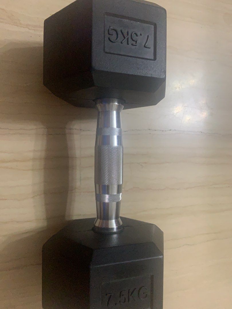 Hexagon Dumbbell 7.5KG, Sports Equipment, Exercise & Fitness, Weights ...