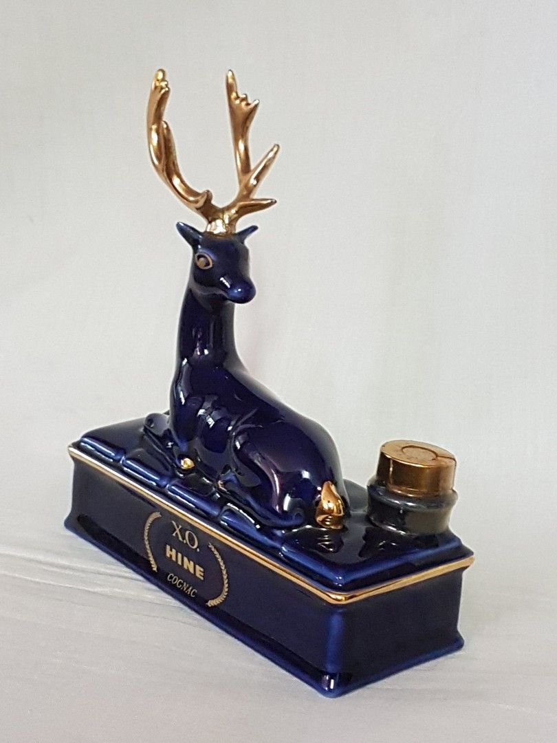 Hine X.O. Cognac Deer Design Porcelain Miniature Decanter, Hobbies ...