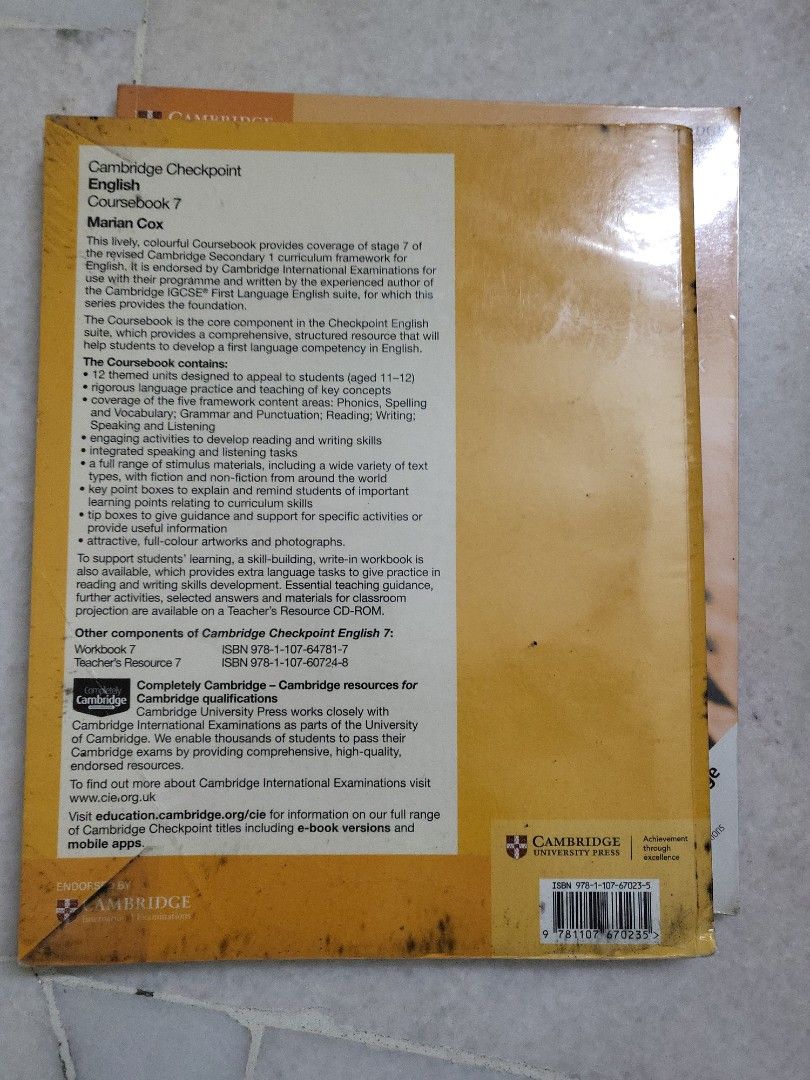 IGCSE KS3 Cambridge Checkpoint English Coursebook & Workbook 7, Hobbies & Toys, Books ...