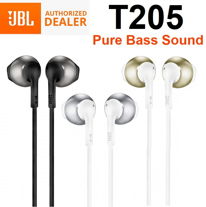 JBL Tune 205 Wired Earbud Headphones Earphones Headset with Microphone ...
