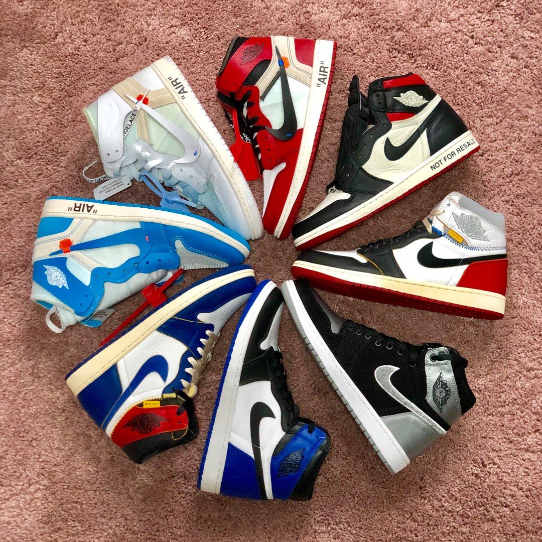 Jordan 1 x Off White UNC and Euro White, Men's Fashion, Footwear ...