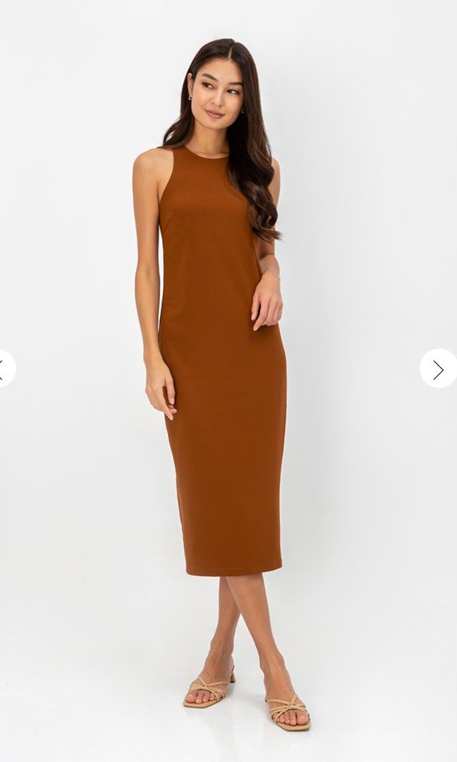 LAB Devina tank column dress in mocha, Women's Fashion, Dresses & Sets ...