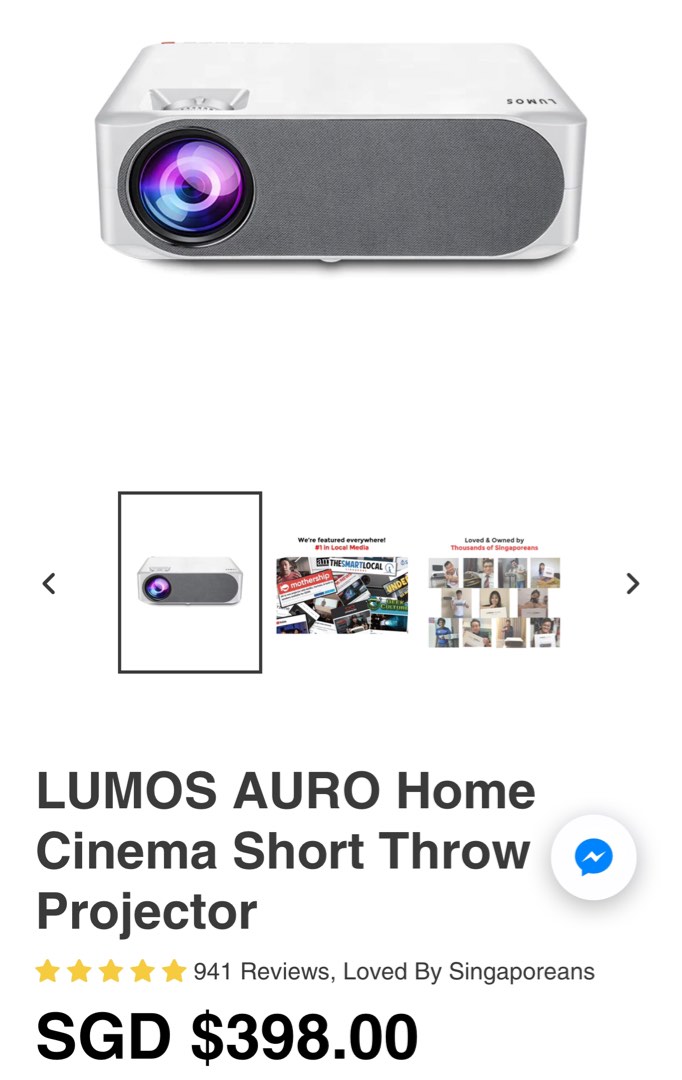 Lumos Auro Home Cinema Short Throw Projector, TV & Home Appliances, TV & Entertainment ...