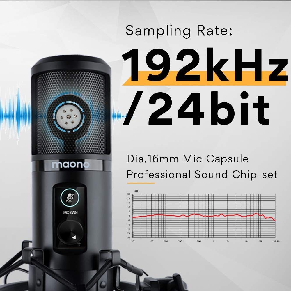 MAONO AU-PM421 USB Microphone Zero Latency Monitoring Cardioid ...