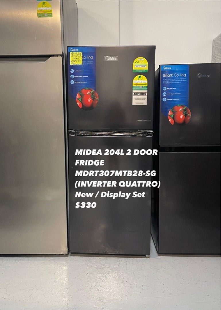 MIDEA 204L 2 DOOR FRIDGE MDRT307MTB28-SG (INVERTER QUATTRO) Display Set ...