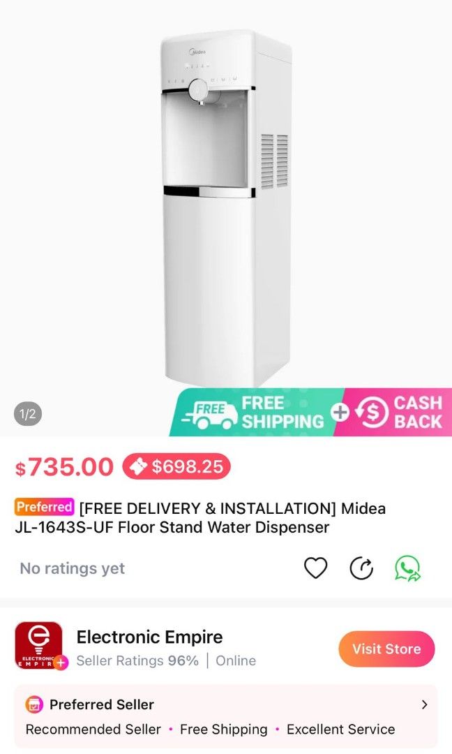 Midea JL-1643S-UF Floor Stand Water Dispenser Display set $450, TV ...