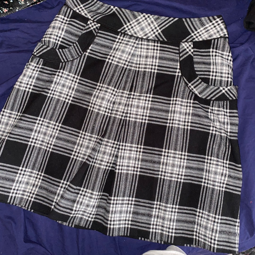 Midi Black Plaid Goth Gothic Grunge Ult Emo Punk Schoolgirl Wednesday ...