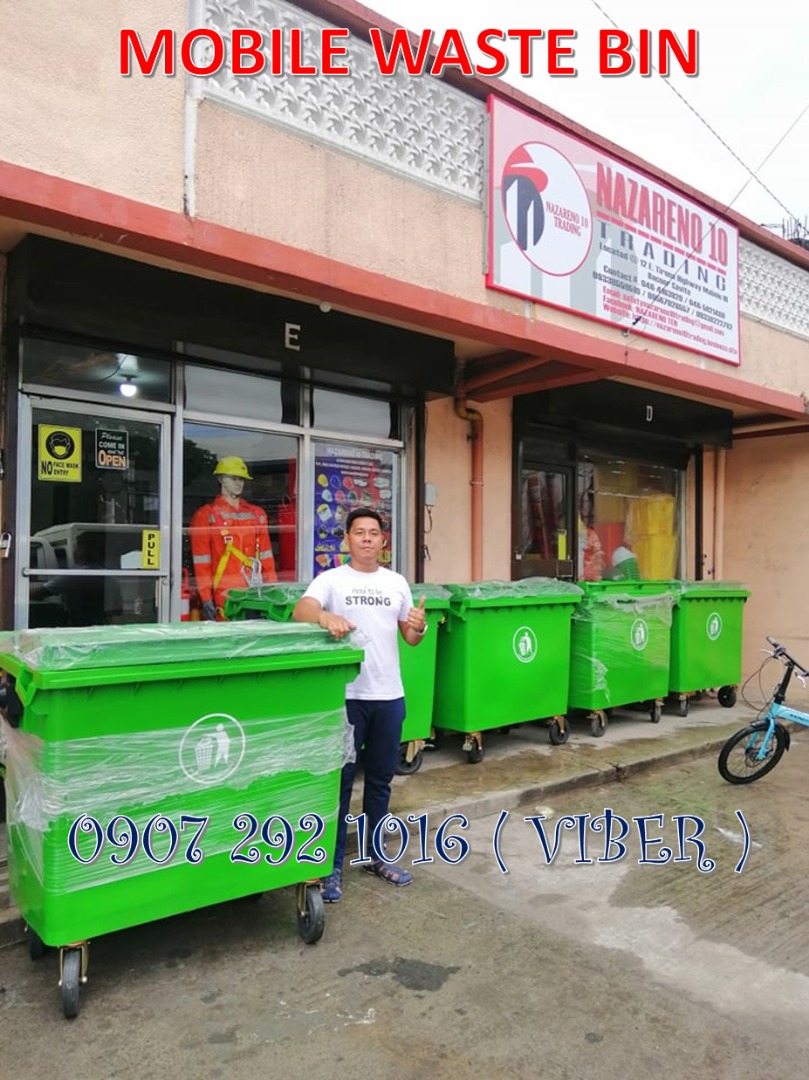 Mobile bin trash bin w/wheels 1100L 335, Furniture & Home Living ...