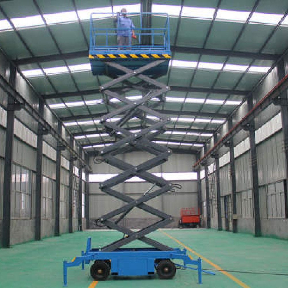 Mobile scissor lift 14 meters 500 KG 4 Batteries, Overload Alarm, Solid ...
