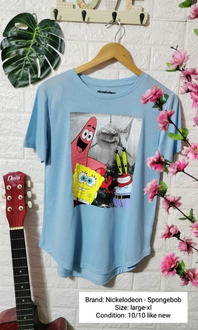 Nickelodeon Spongebob Squarepants & Friends Light Blue Tshirt, Women's ...