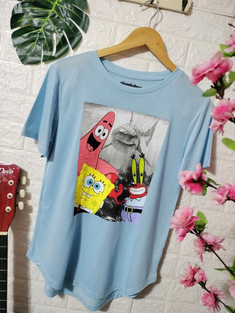 Nickelodeon Spongebob Squarepants & Friends Light Blue Tshirt, Women's ...