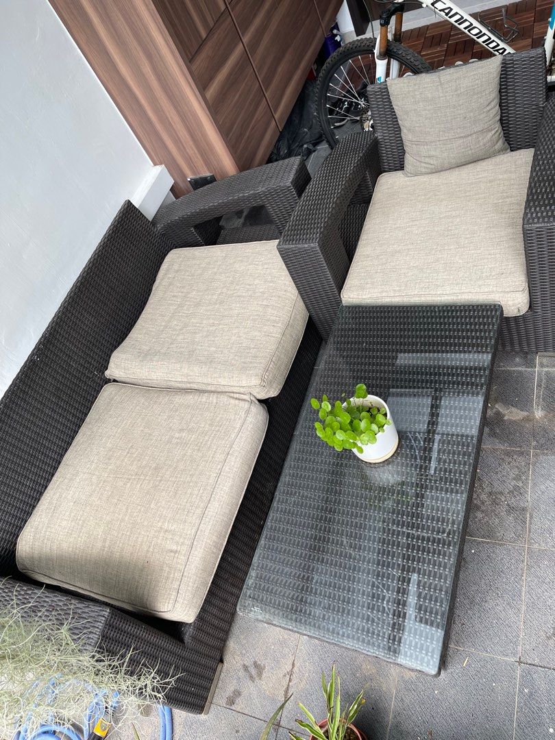 Outdoor 2+1 seater sofa set, Furniture & Home Living, Outdoor Furniture on Carousell