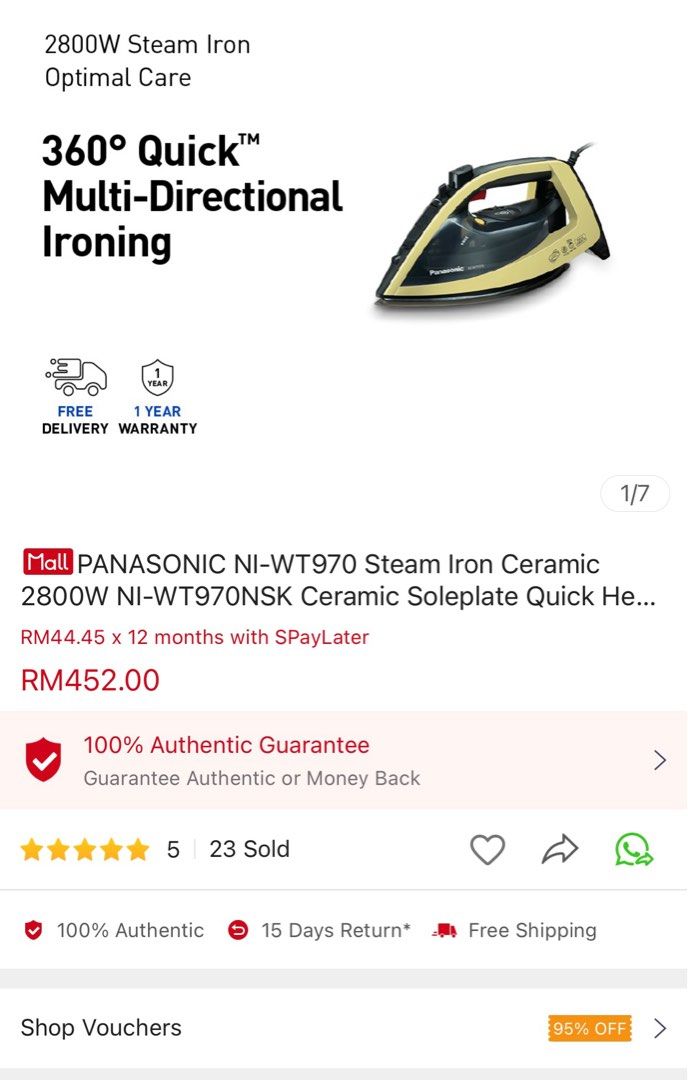 Panasonic Multi Directional Iron, TV & Home Appliances, Irons ...