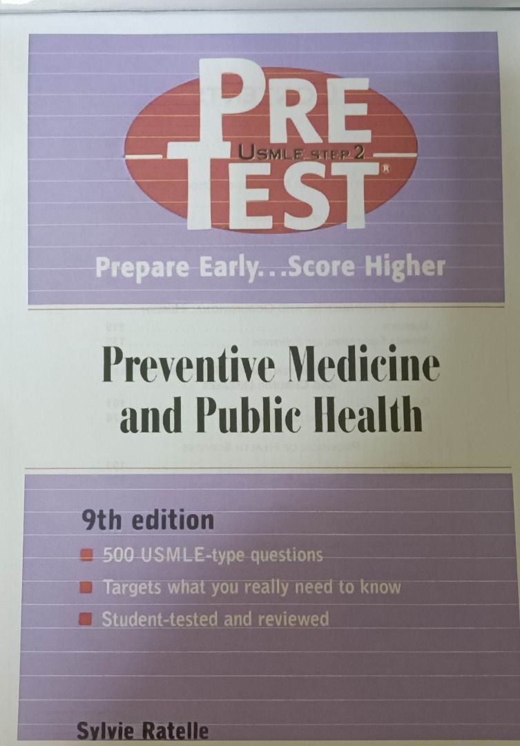 Pre-Test Preventive Medicine and Public Health 9th Edition, Hobbies ...