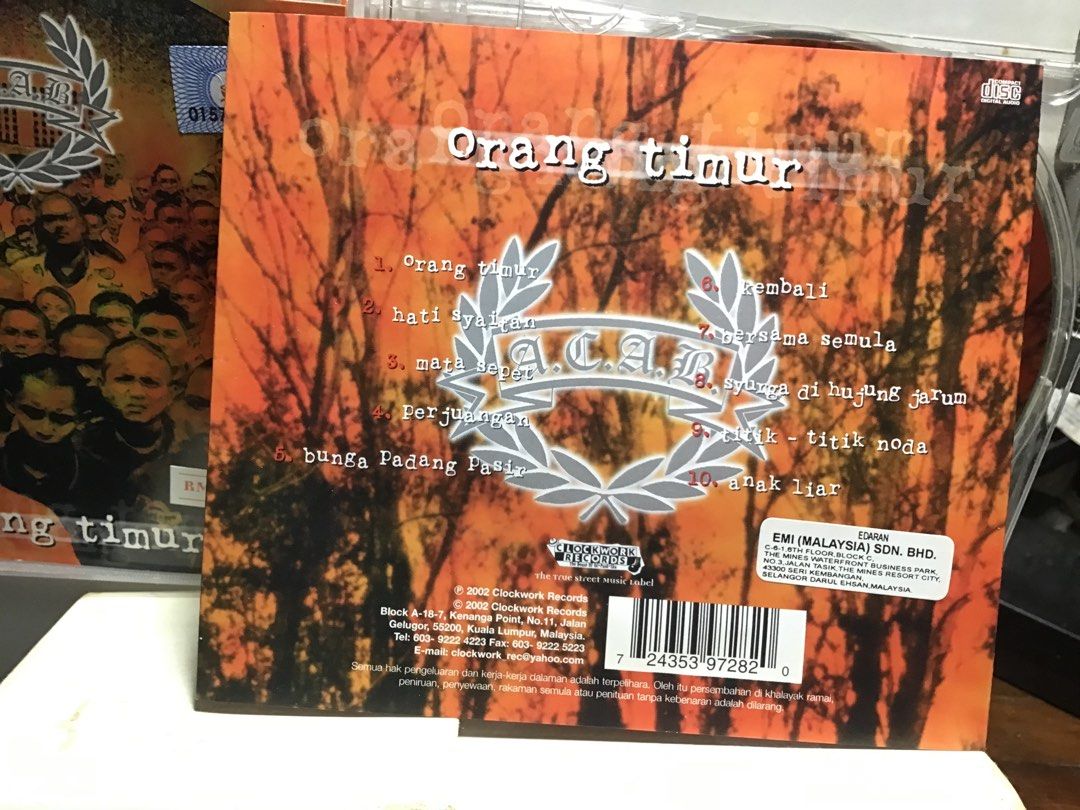 RARE CD ACAB A.C.A.B. Orang Timur OOP 2002 Clockwork Records Anubis ...