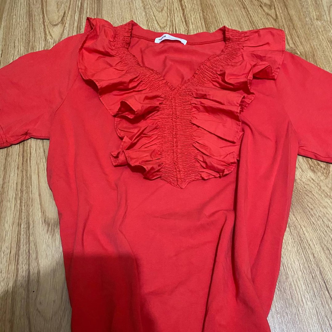 Red Ruffle Top, Women's Fashion, Tops, Blouses on Carousell